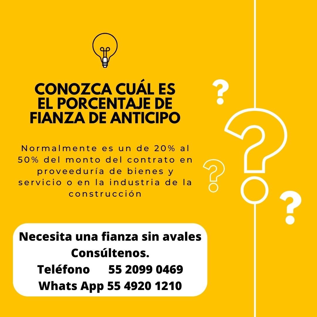 Porcentaje Fianza de Anticipo - Fianzasdecumplimiento.mx